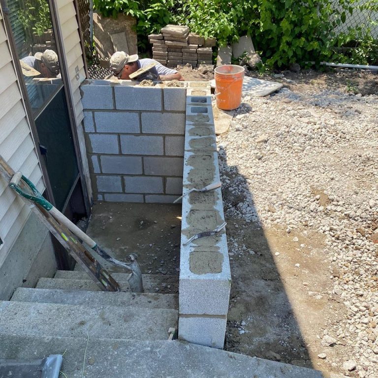 Exterior basement stair wall - Midland Masonry