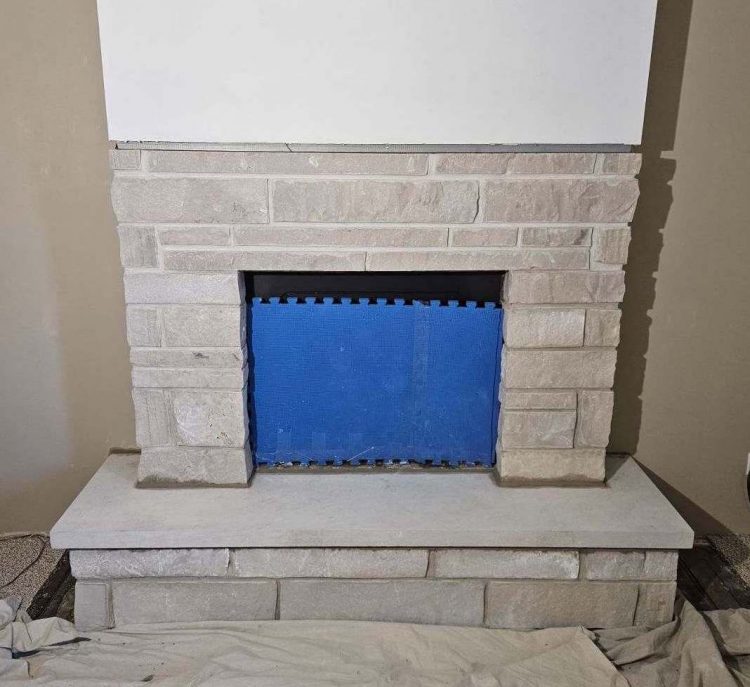 Natural Stone Veneer Fireplace Face - Midland Masonry Inc.